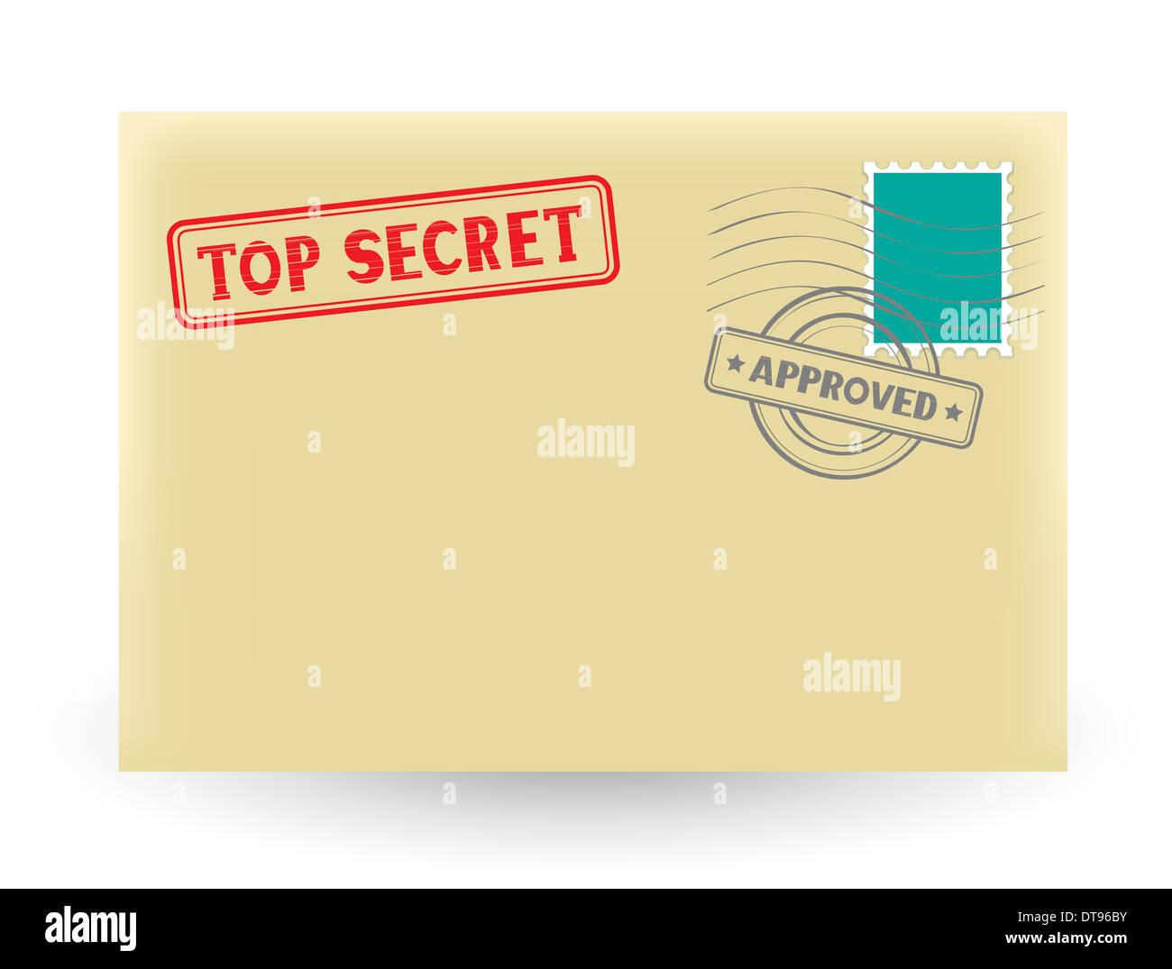 The secret correspondence, closed envelope with stamp on the white ...