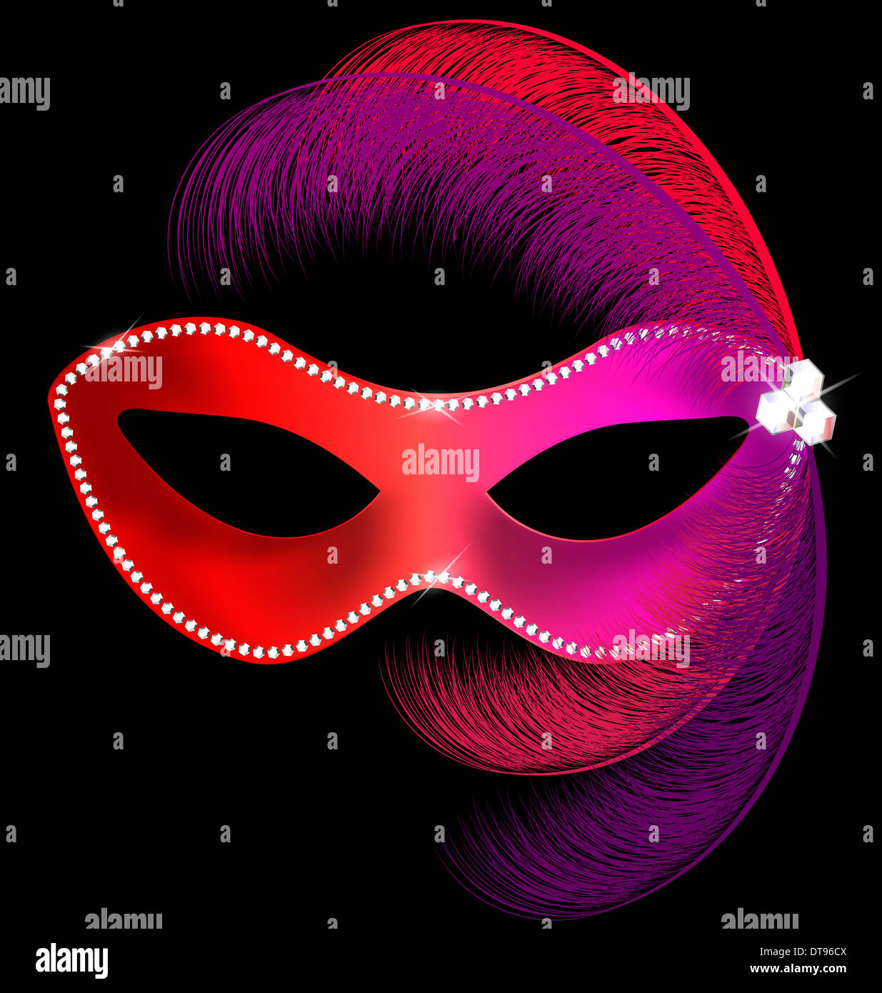 a red-purple carnival half mask with feathers Stock Photo - Alamy
