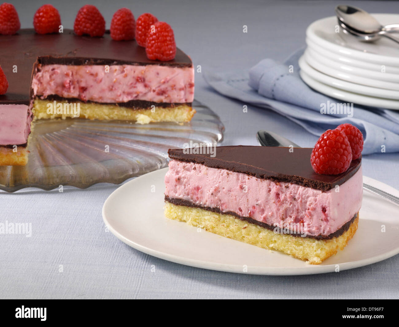 Chocolate raspberry mousse cake Stock Photo - Alamy