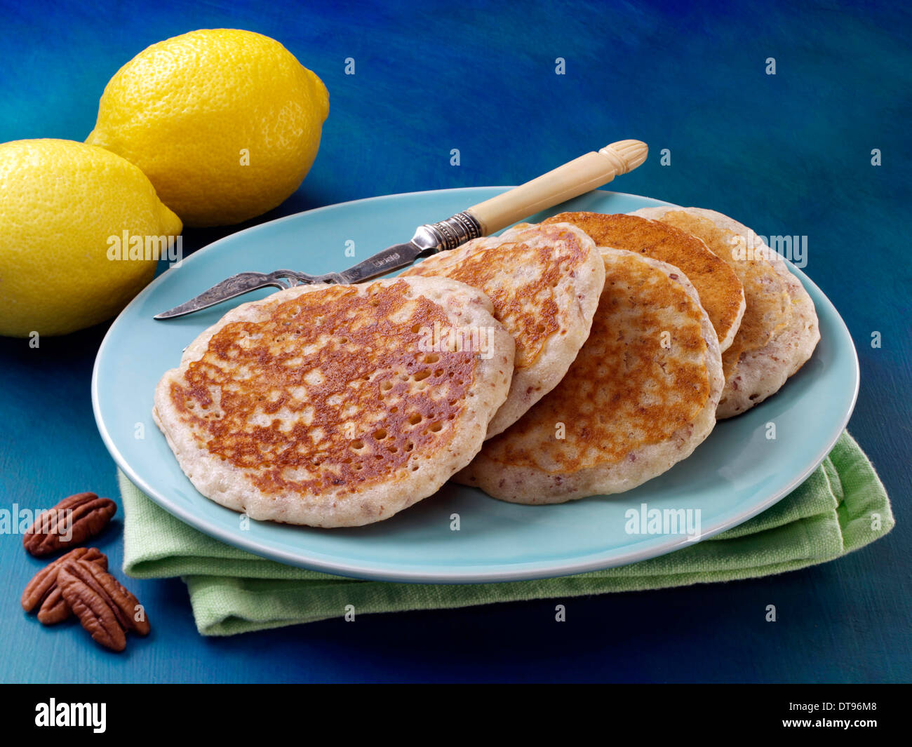 Lemon pecan pancakes Stock Photo - Alamy