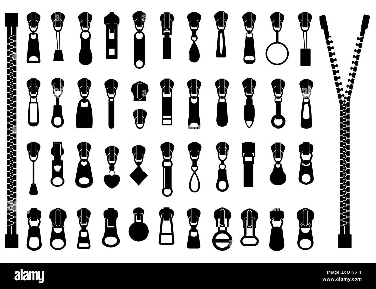 Set of different zippers isolated Stock Photo - Alamy