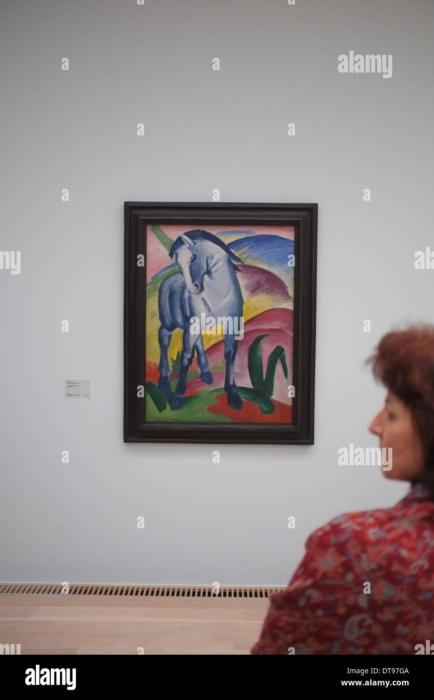 The painitng "Blaues Pferd" (blue horse) by painter Franz Marc in the ...