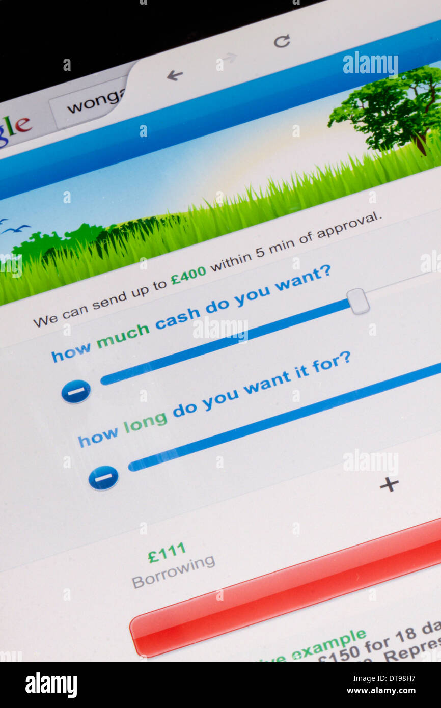 Wonga website on an i pad, England, UK Stock Photo - Alamy