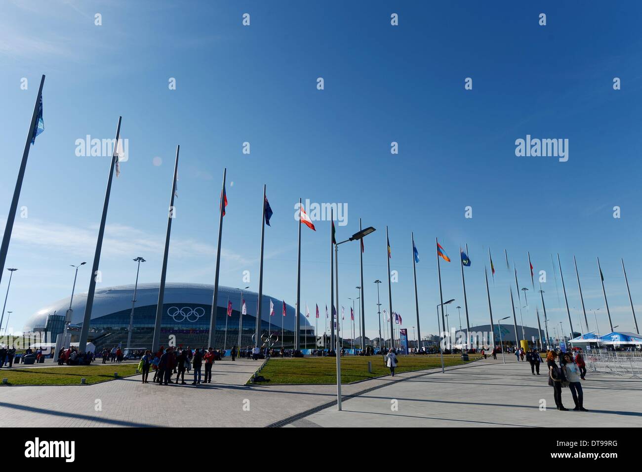 Spectators in the olympic park at the Sochi 2014 Olympic Games, Sochi ...