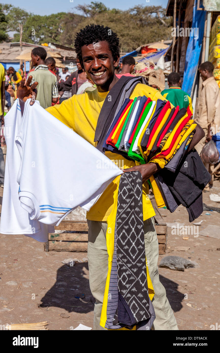 Man Selling Clothes, Market Day, Hawassa, Ethiopia Stock Photo - Alamy