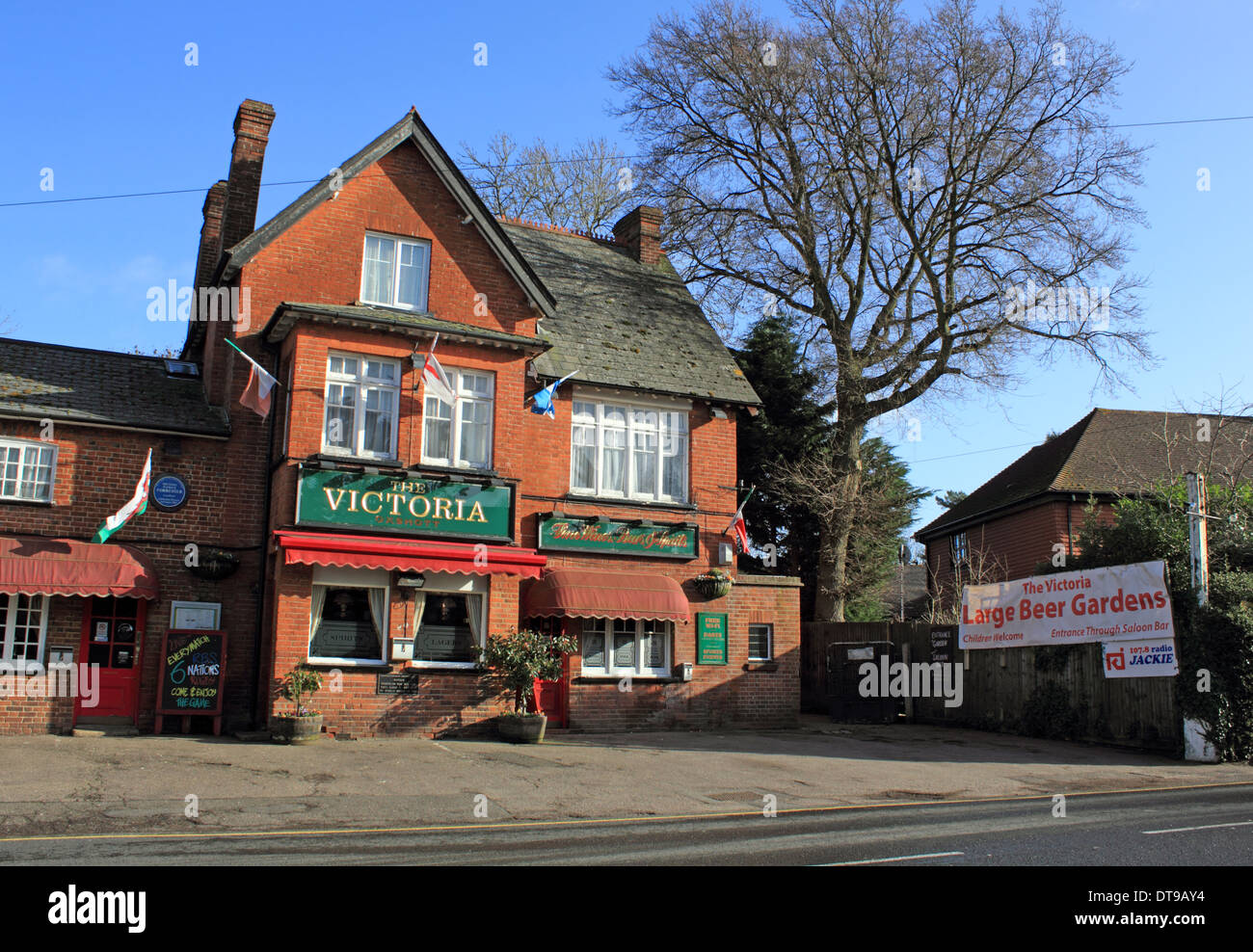 Oxshott village pub The Victoria in the Elmbridge commuter belt, Surrey ...