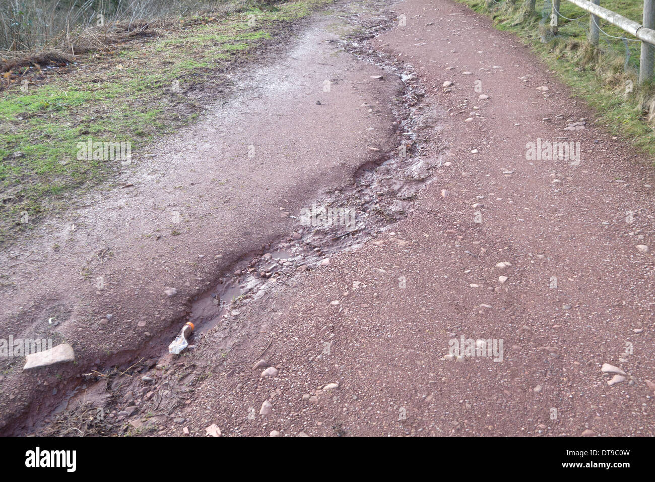 Soil Erosion on a Path in Winter, UK Stock Photo - Alamy