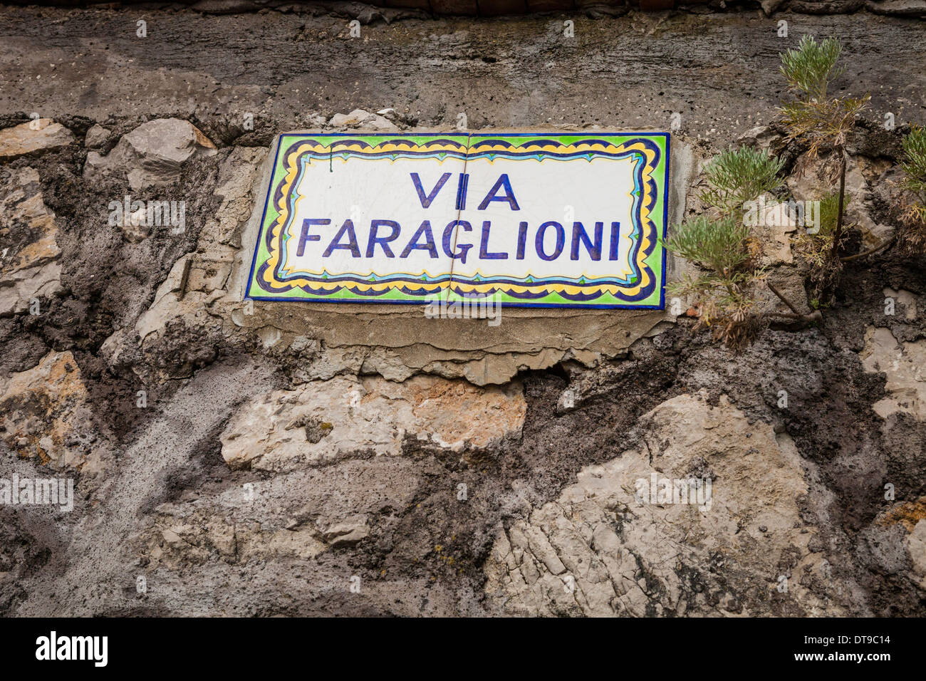 Road sign for Via Faraglioni, Capri, Italy Stock Photo - Alamy
