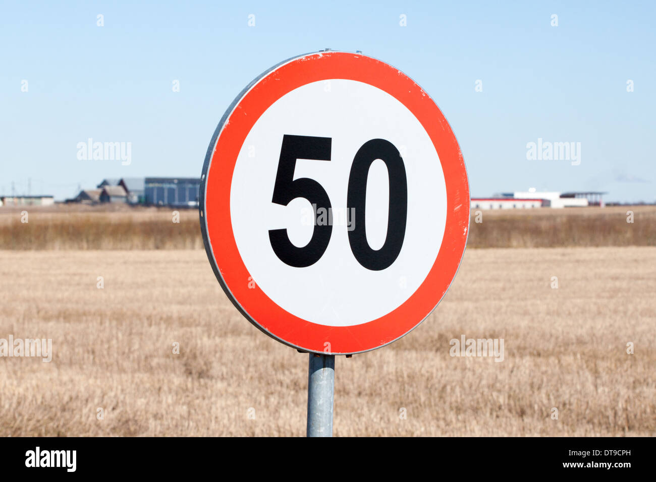 Speed Limit Road Sign in Rural Setting Stock Photo - Alamy
