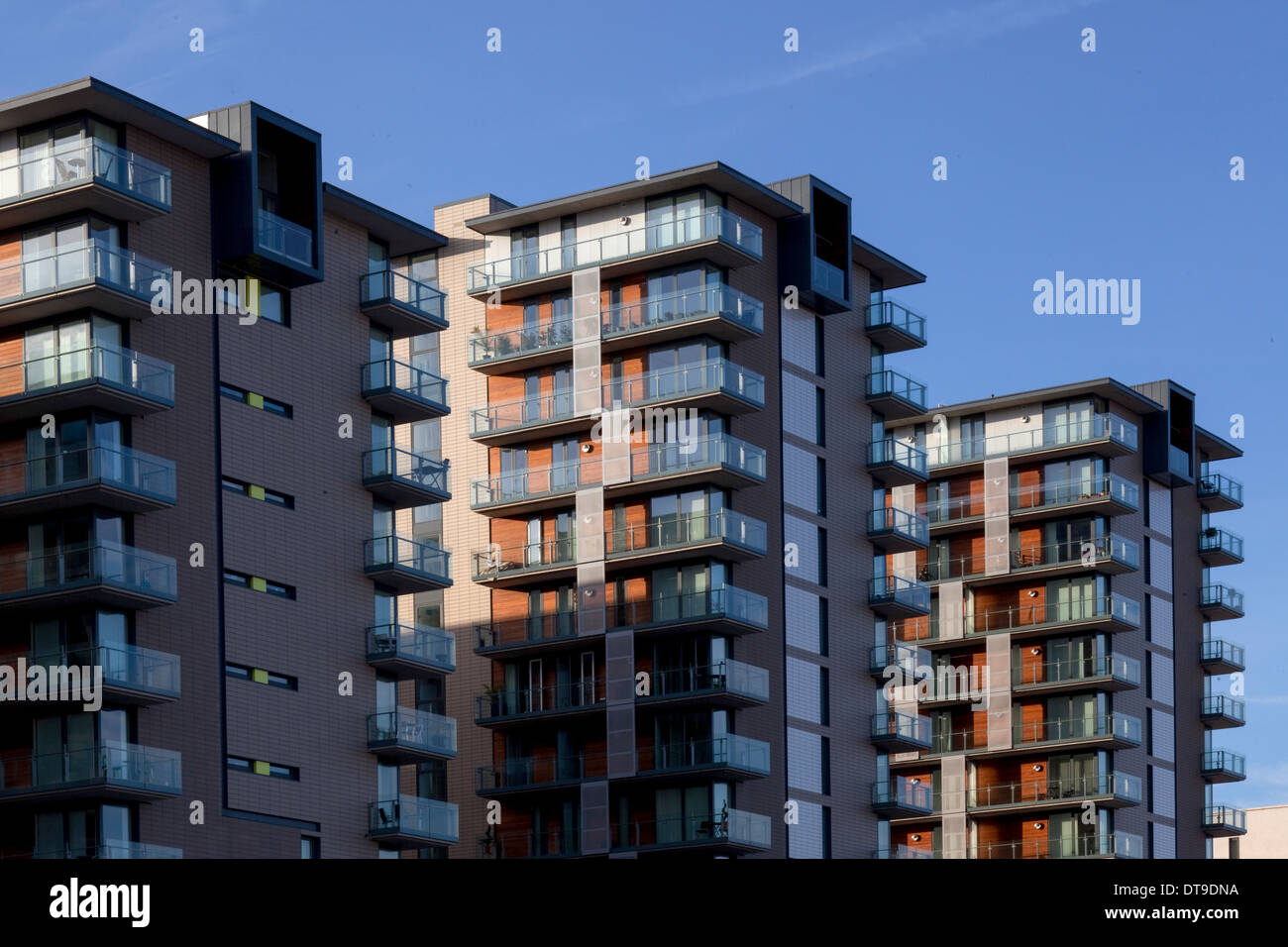 Spectrum apartment blocks on the Manchester Salford border Stock Photo ...