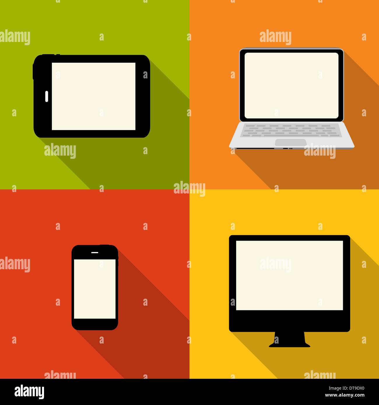 Computing Concept on Different Electronic Devices. Vector Illustration ...