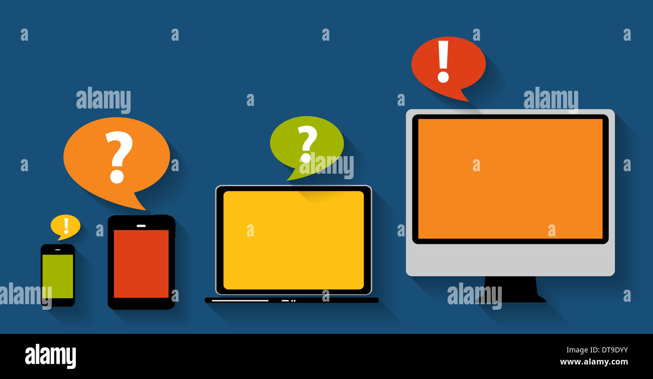 Computing Concept on Different Electronic Devices. Vector Illustration ...