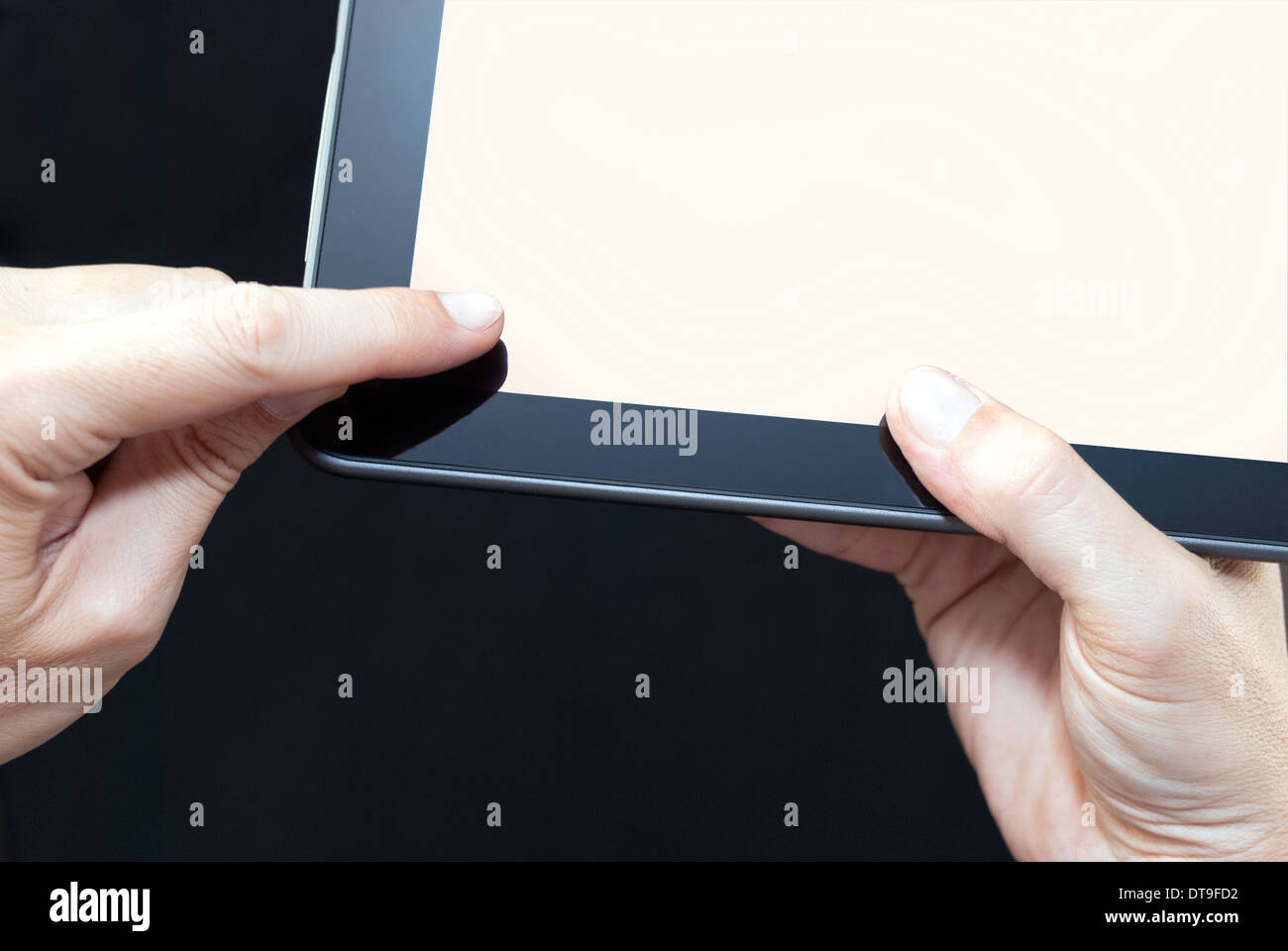 Close-up of a finger swiping a tablet Stock Photo - Alamy