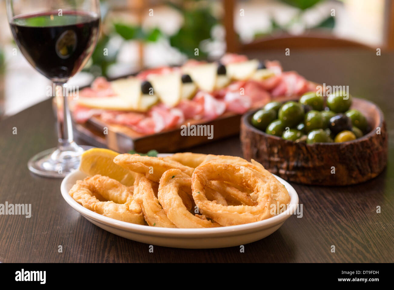Spanish tapa of fried squid rings Stock Photo - Alamy