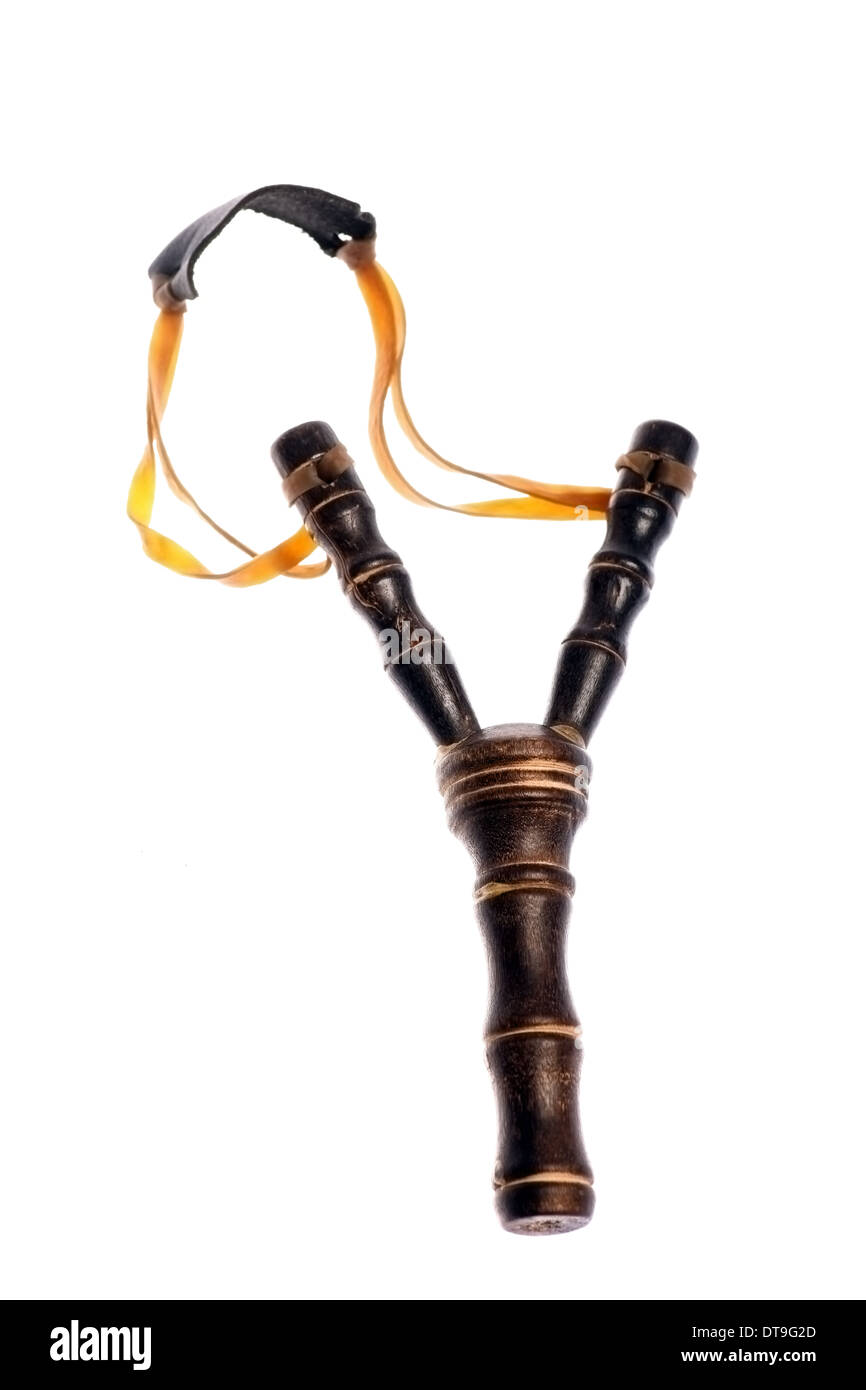 Color shot of a vintage slingshot, on white Stock Photo - Alamy