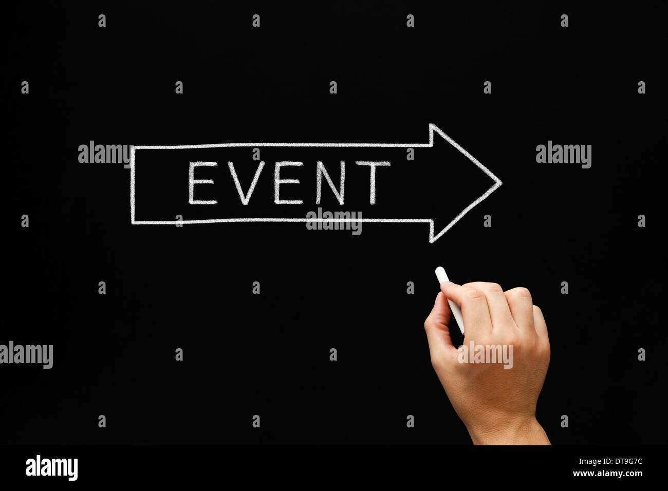 Hand sketching Event concept with white chalk on a blackboard Stock ...