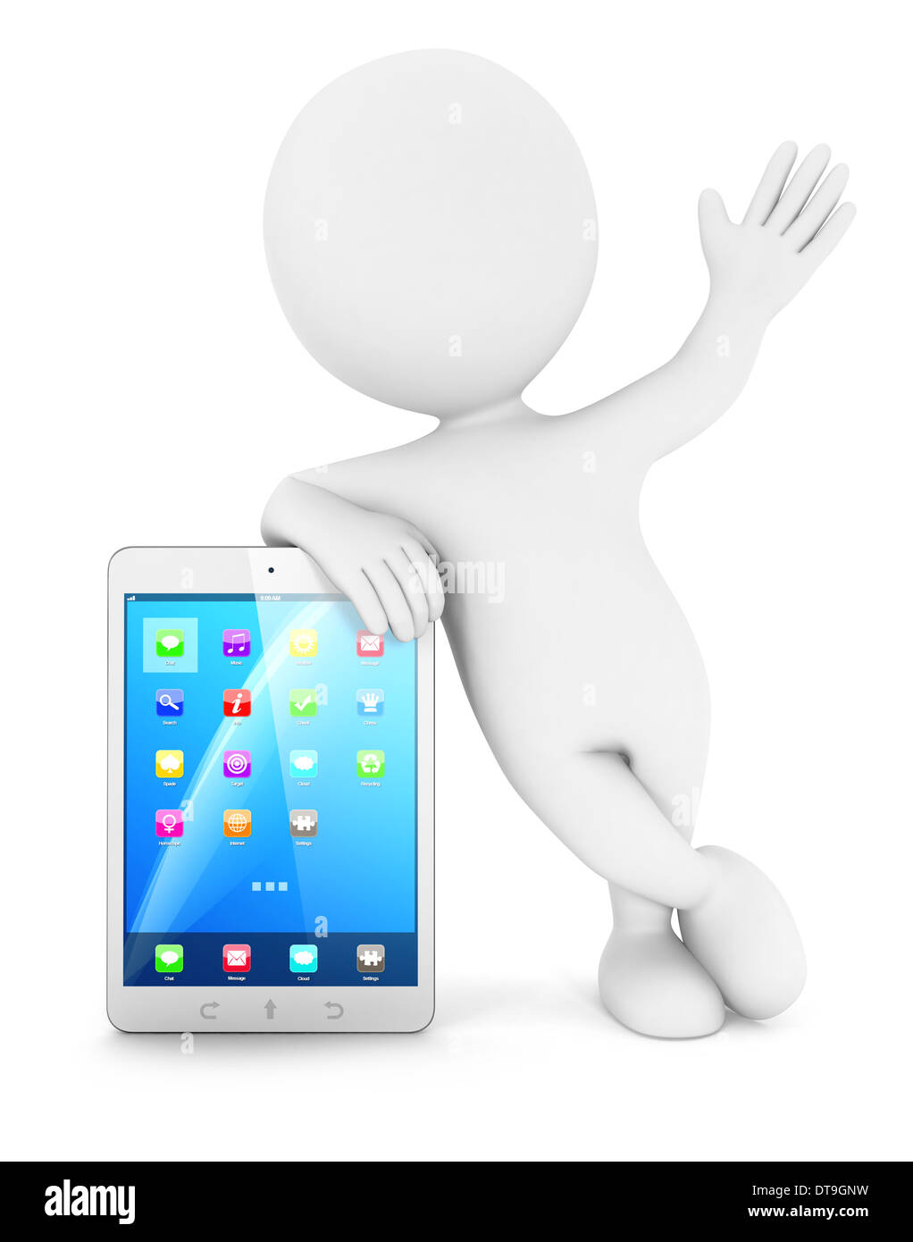 3d white people with a tablet, isolated white background, 3d image ...