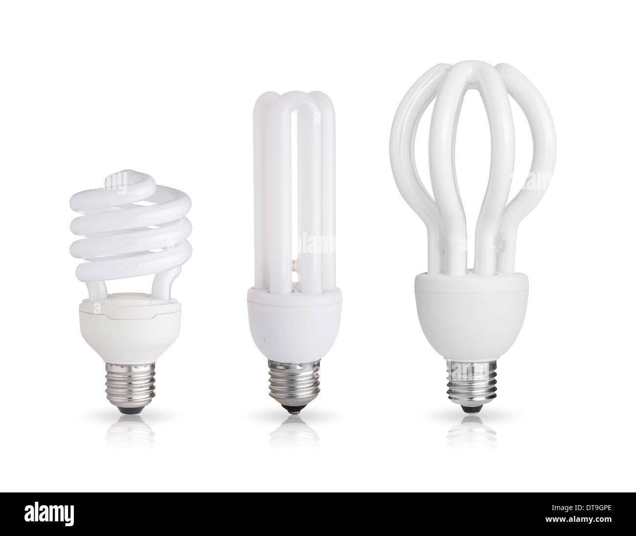 three energy saving light bulb isolated on white background Stock Photo ...