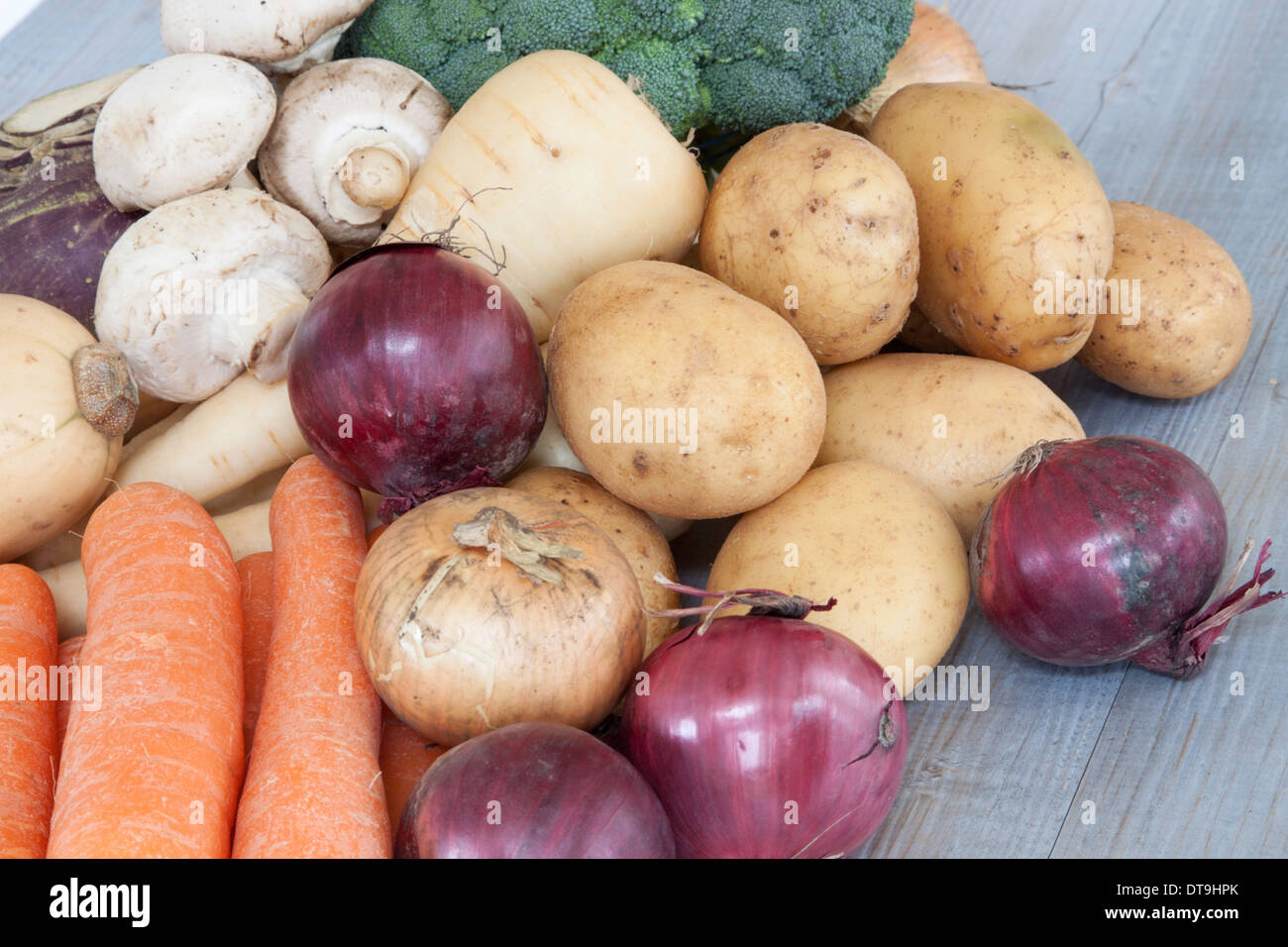 Fresh vegetables on a kitchen table Stock Photo - Alamy