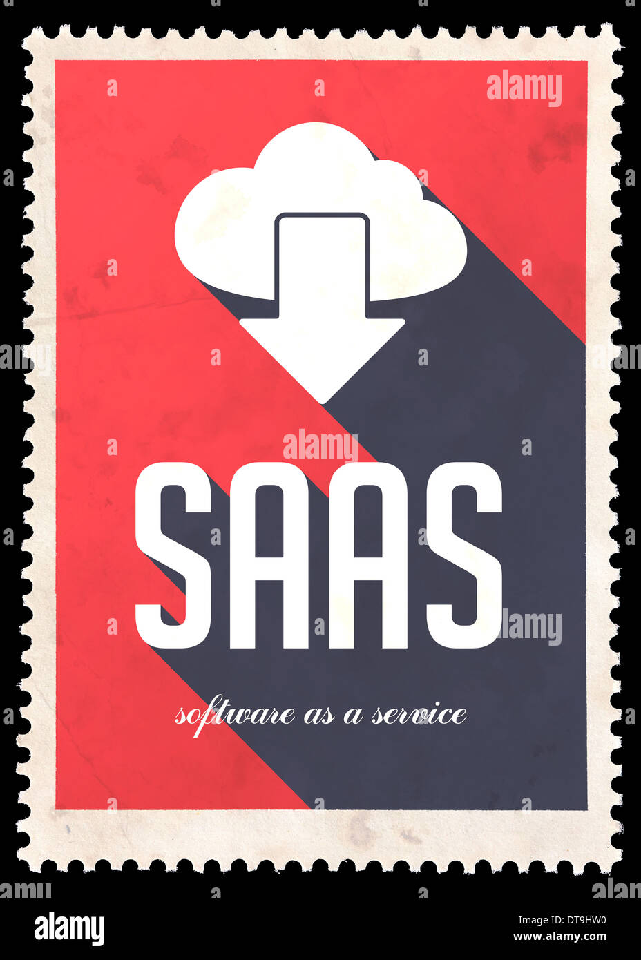 SAAS Concept on Red Color in Flat Design Stock Photo - Alamy