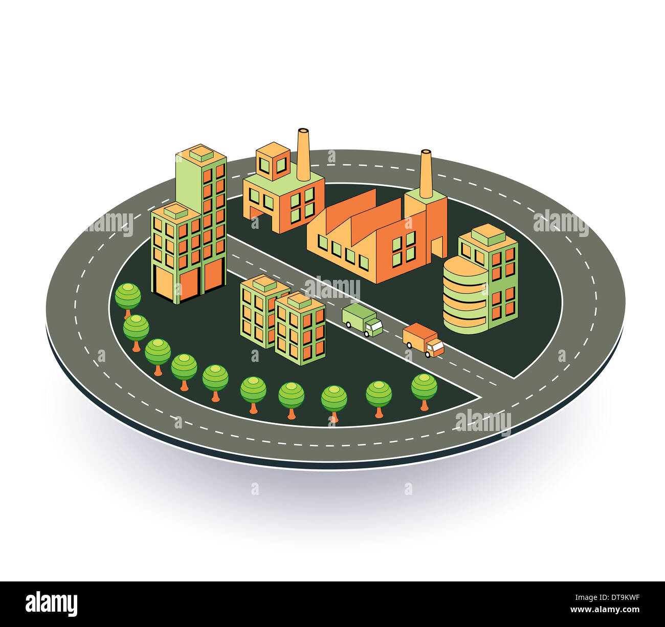 Industrial plant in isometric view with the landscape Stock Photo - Alamy
