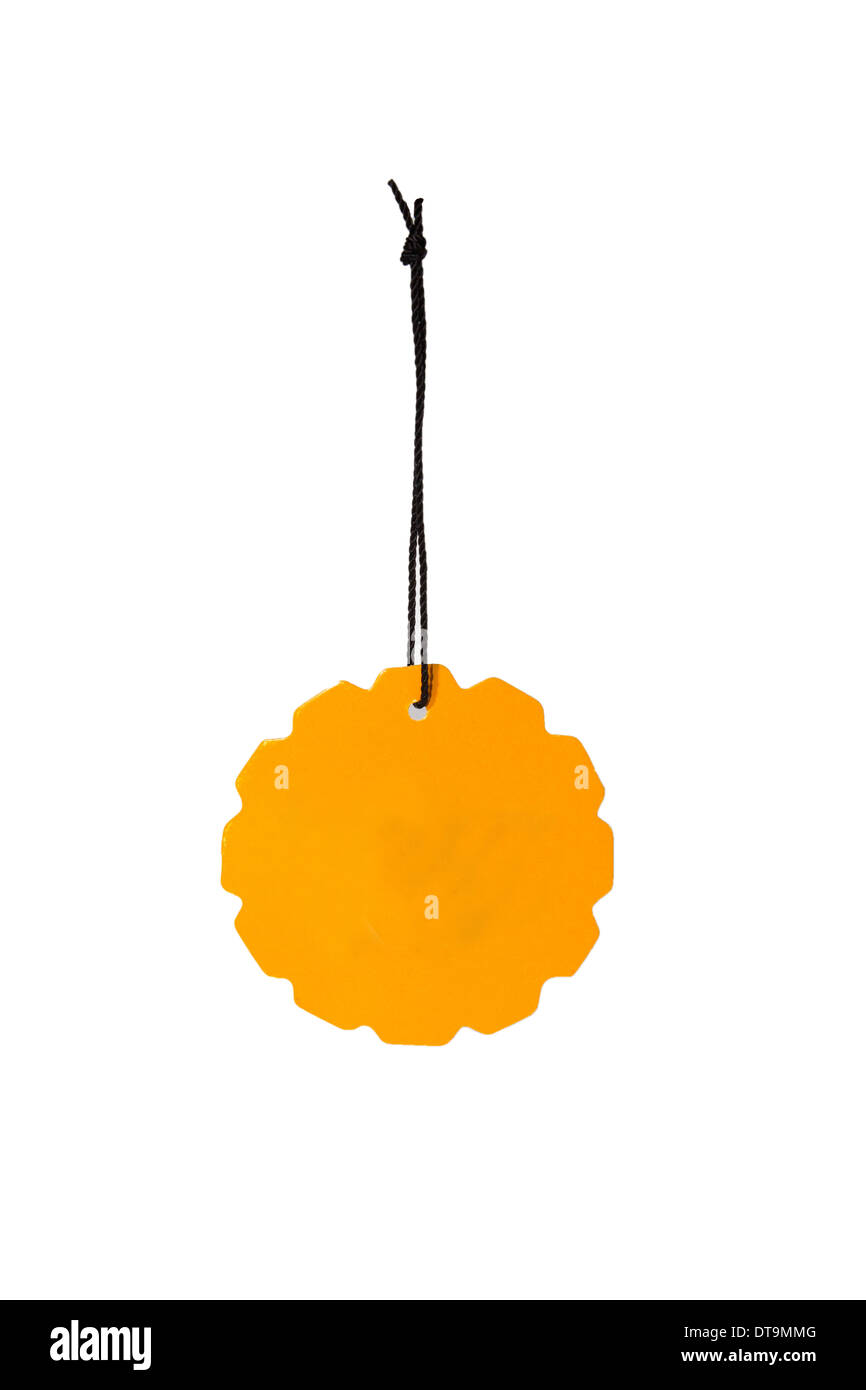 Blank price tag yellow on white background with soft shadow Stock Photo ...