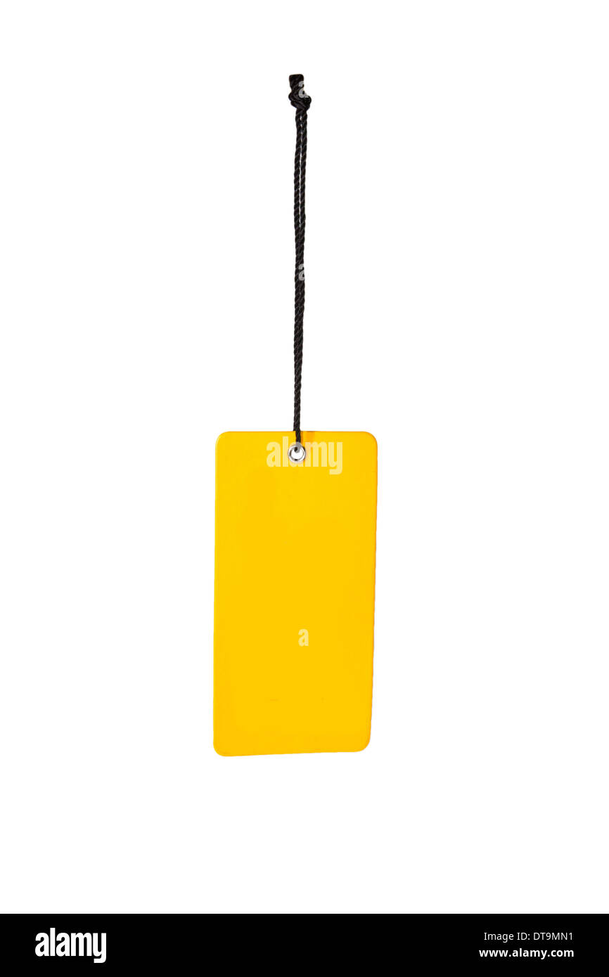 Blank price tag yellow on white background with soft shadow Stock Photo ...