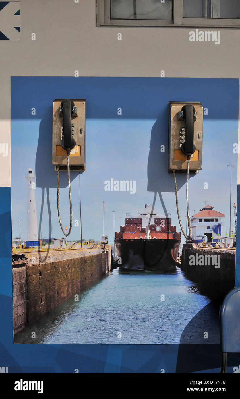 mural phones Panama canal Gatun looks Colon Panama Stock Photo - Alamy