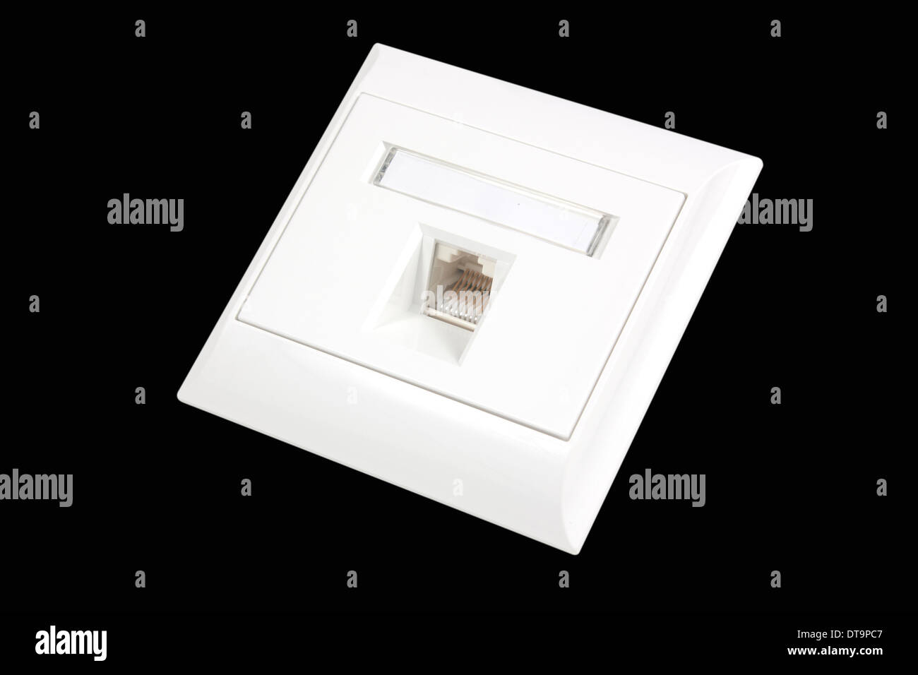 Network wall outlet isolated over black background with clipping path ...
