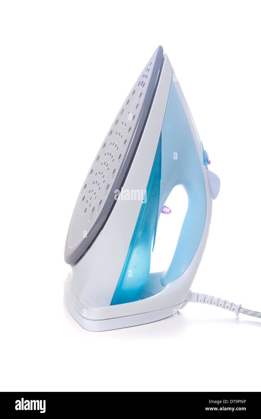 Vertically standing modern iron isolated over white background Stock ...