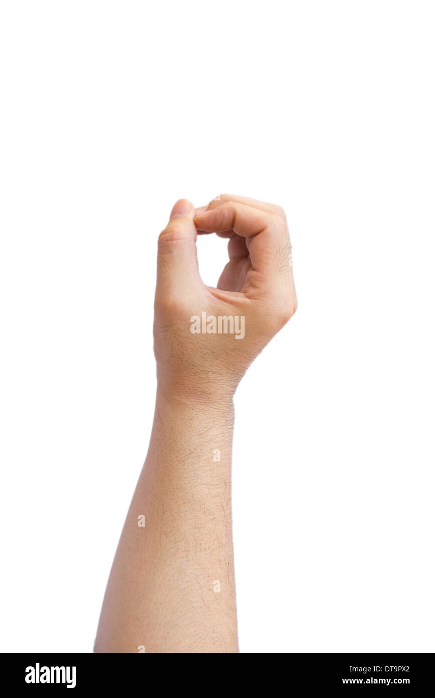 O in hand sign language. white background Stock Photo - Alamy