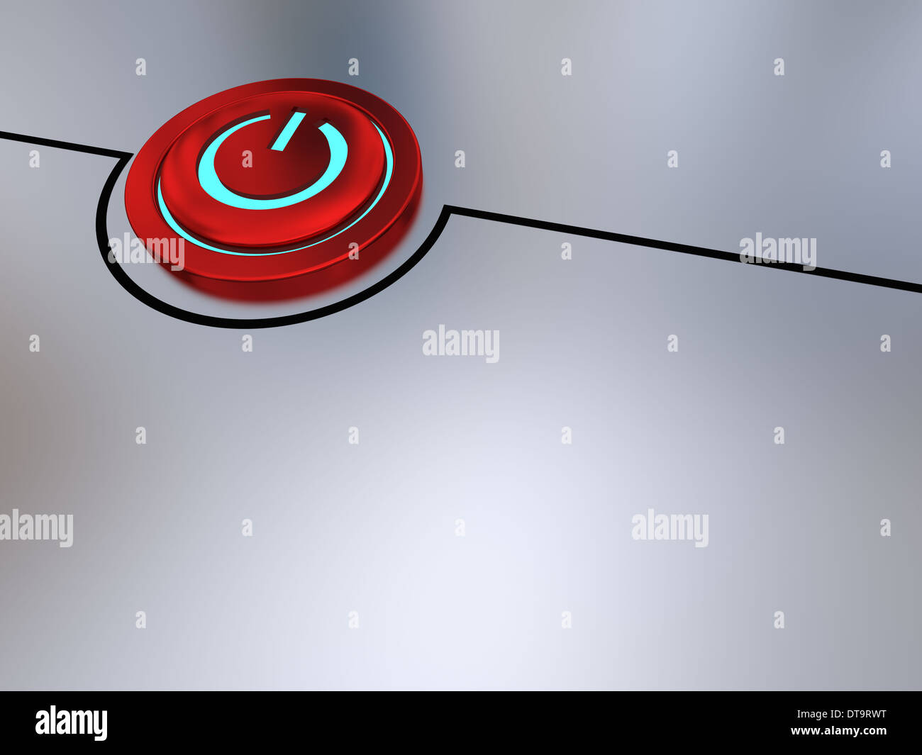 Red on-off button illustration with glowing blue light Stock Photo - Alamy