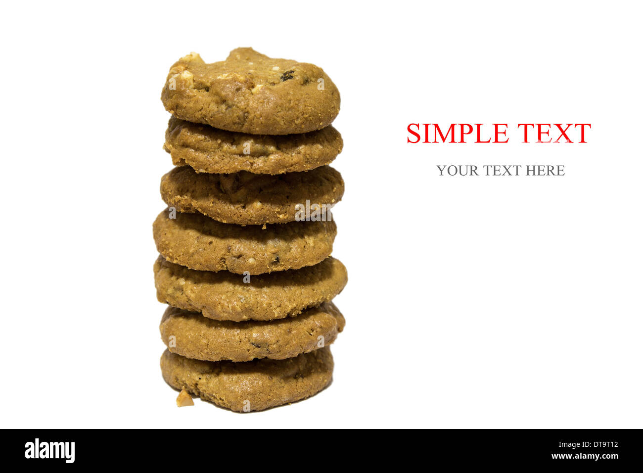 stack of chocolate chip cookies isolated on a white background Stock ...
