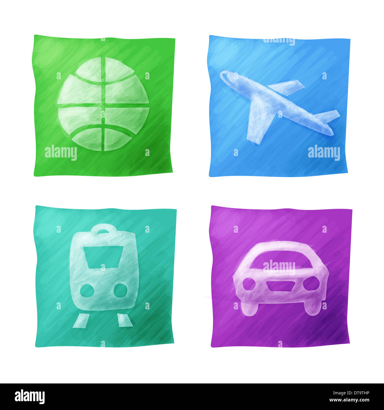 Set of travel pointer color icons hand drawing Stock Photo - Alamy