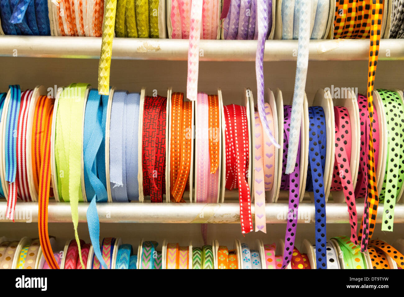 Many ribbon for packing gifts Stock Photo - Alamy