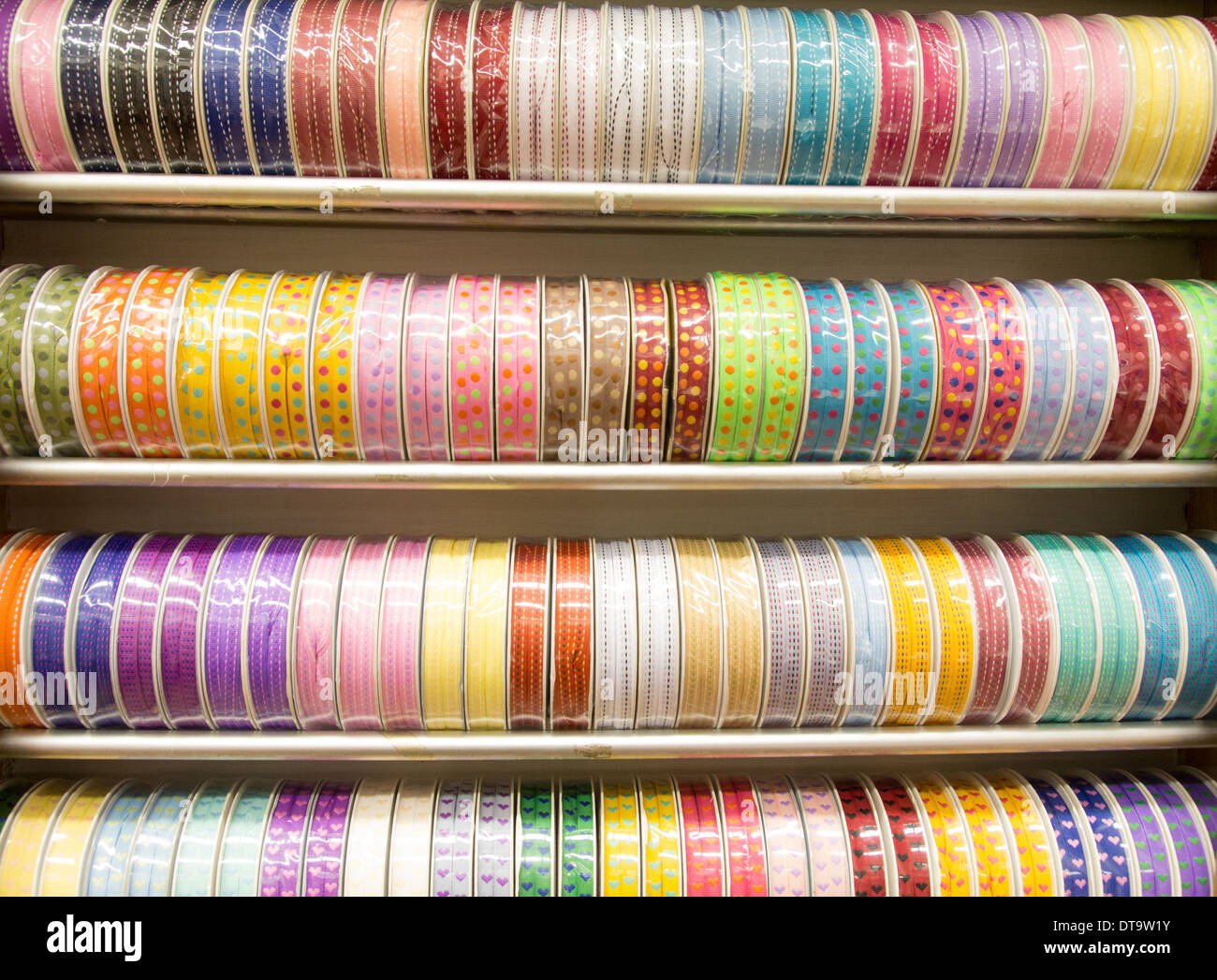 Many ribbon for packing gifts Stock Photo - Alamy