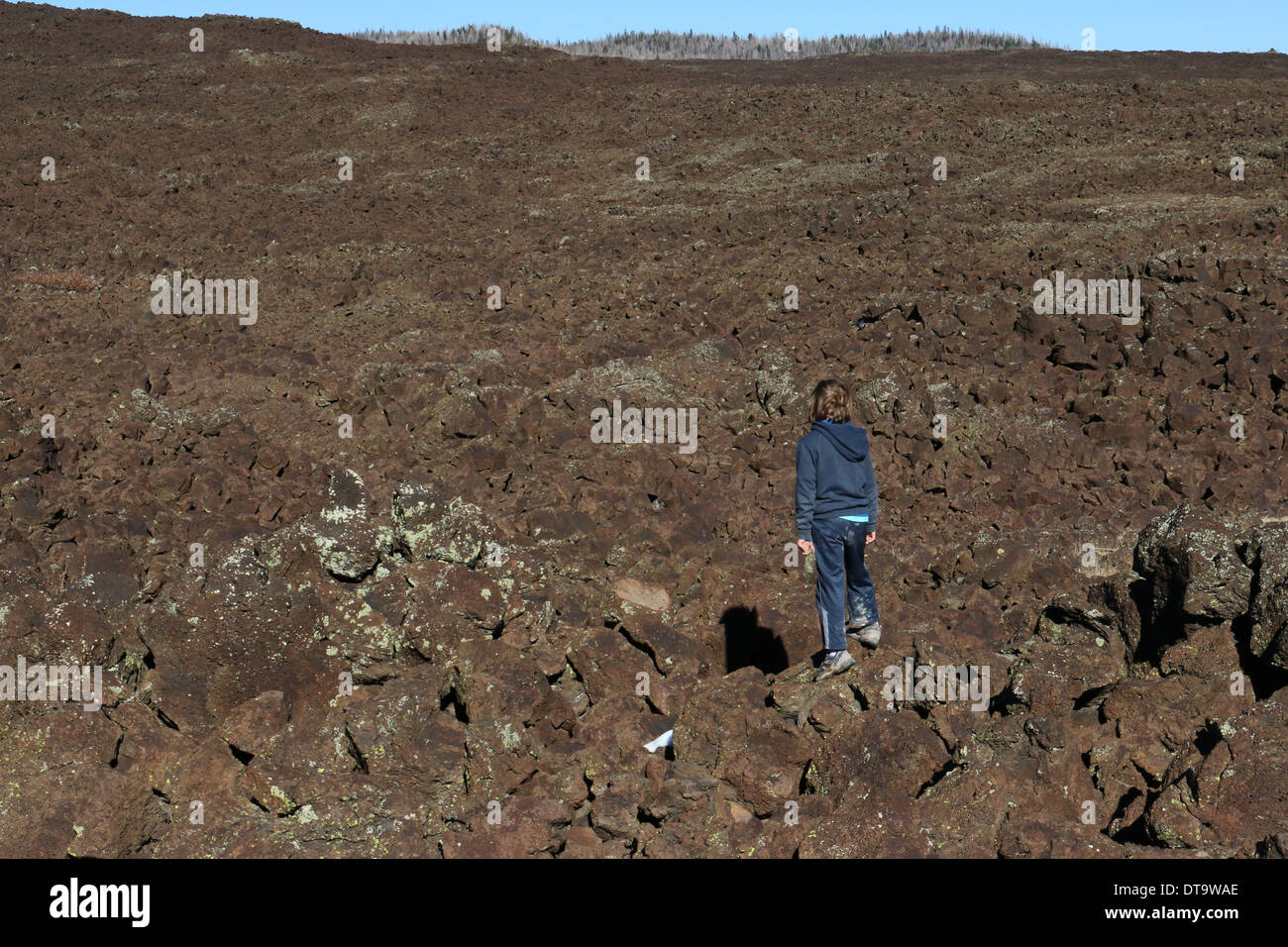 Hikers on ahah basaltic flows lava Markagunt Plateau volcanic field ...