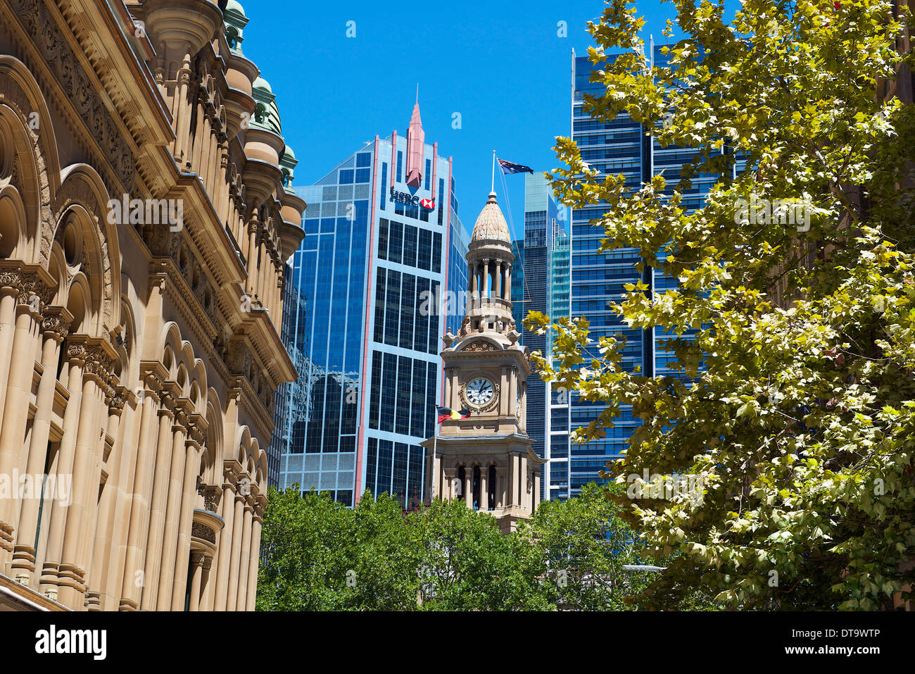Sydney Town Hall Tower and QVC building Sydney Australia Stock Photo ...