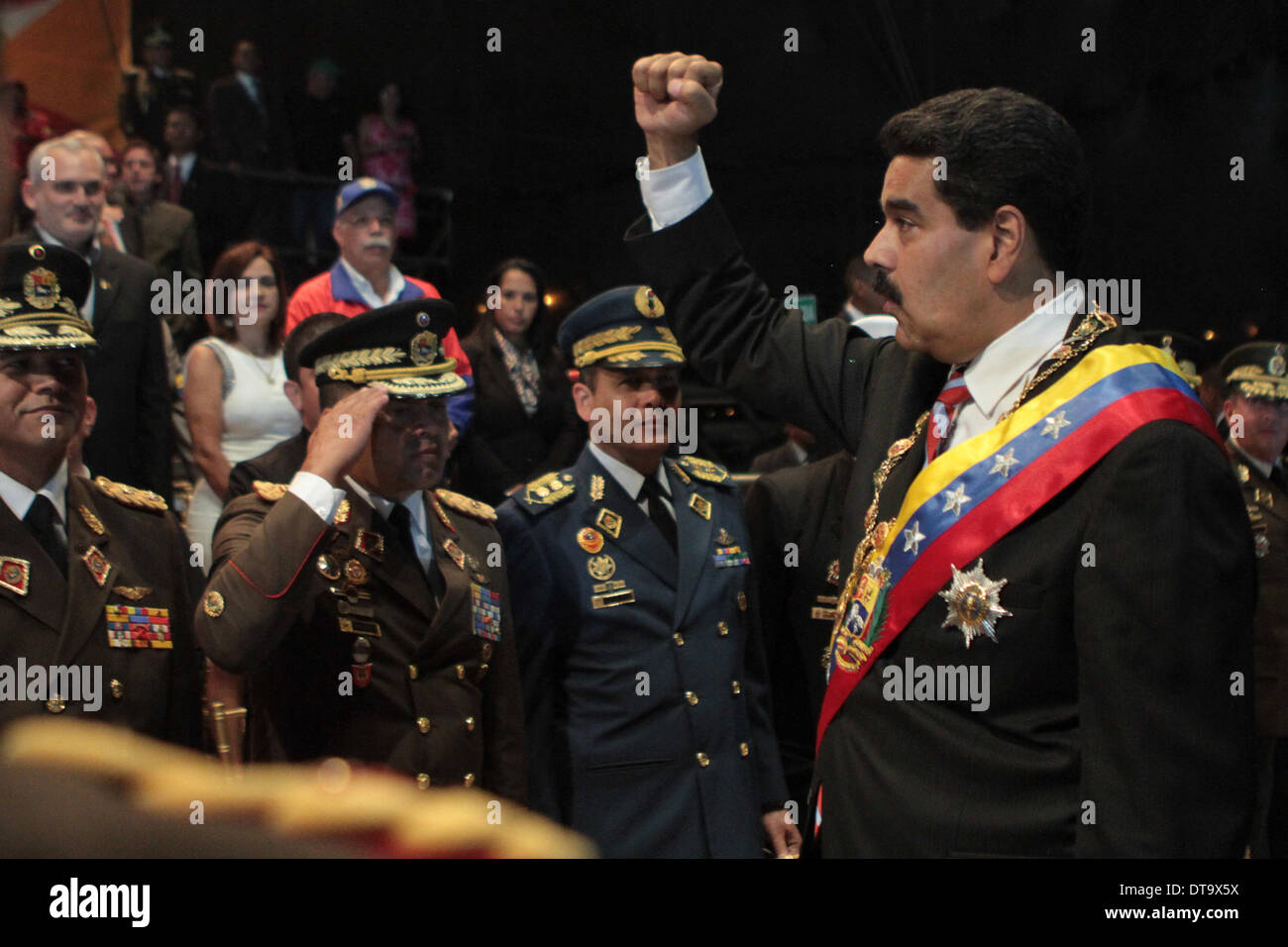 Aragua, Venezuela. 12th Feb, 2014. Venezuelan President Nicolas Maduro ...