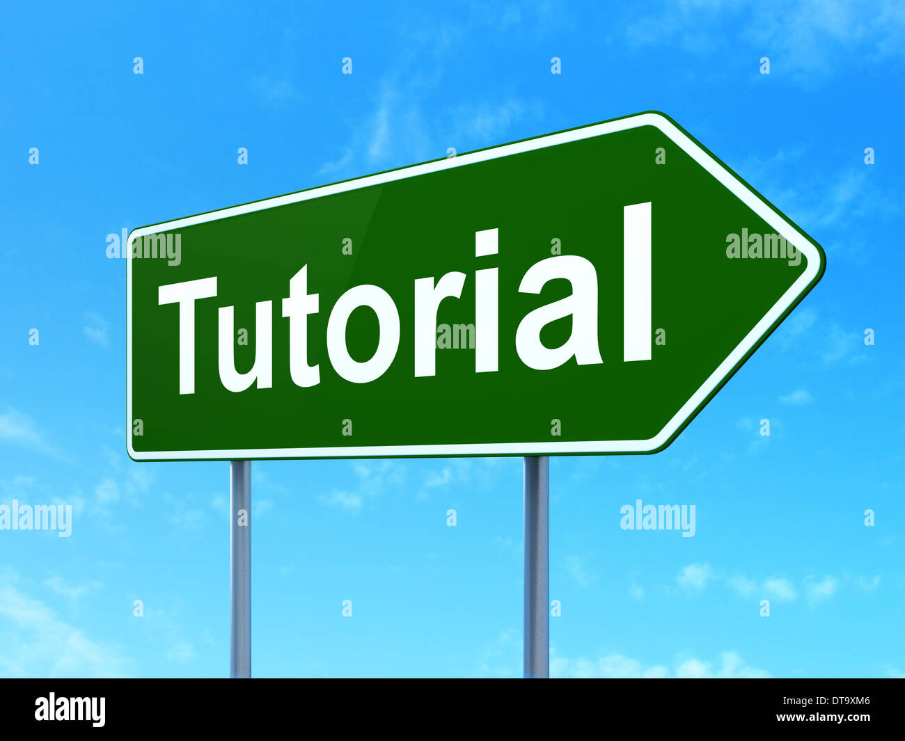 Education concept: Tutorial on road sign background Stock Photo - Alamy