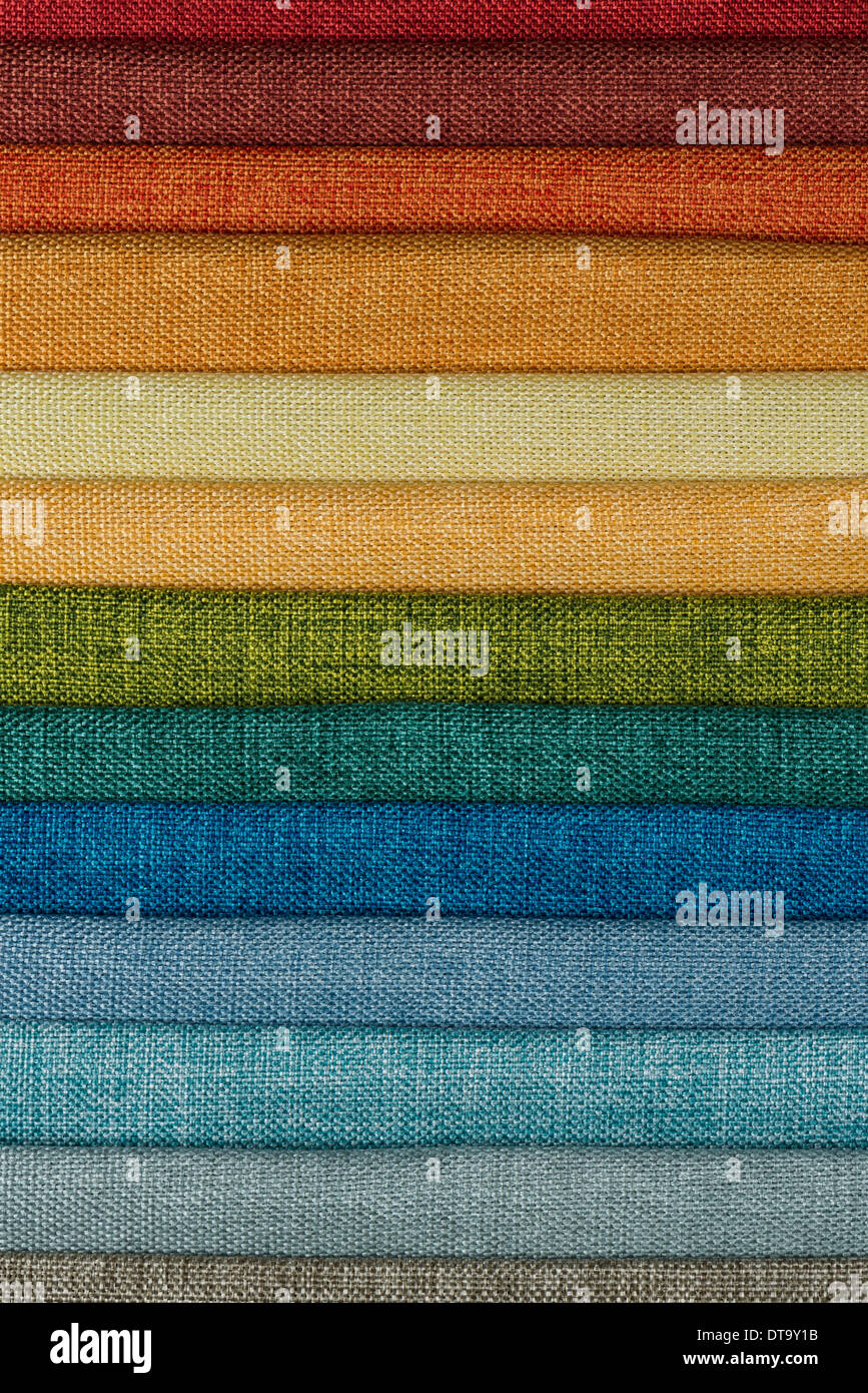 Closeup detail of multi color fabric texture samples Stock Photo - Alamy