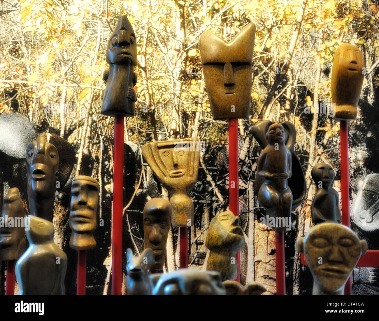 African Art sculptured faces Stock Photo - Alamy