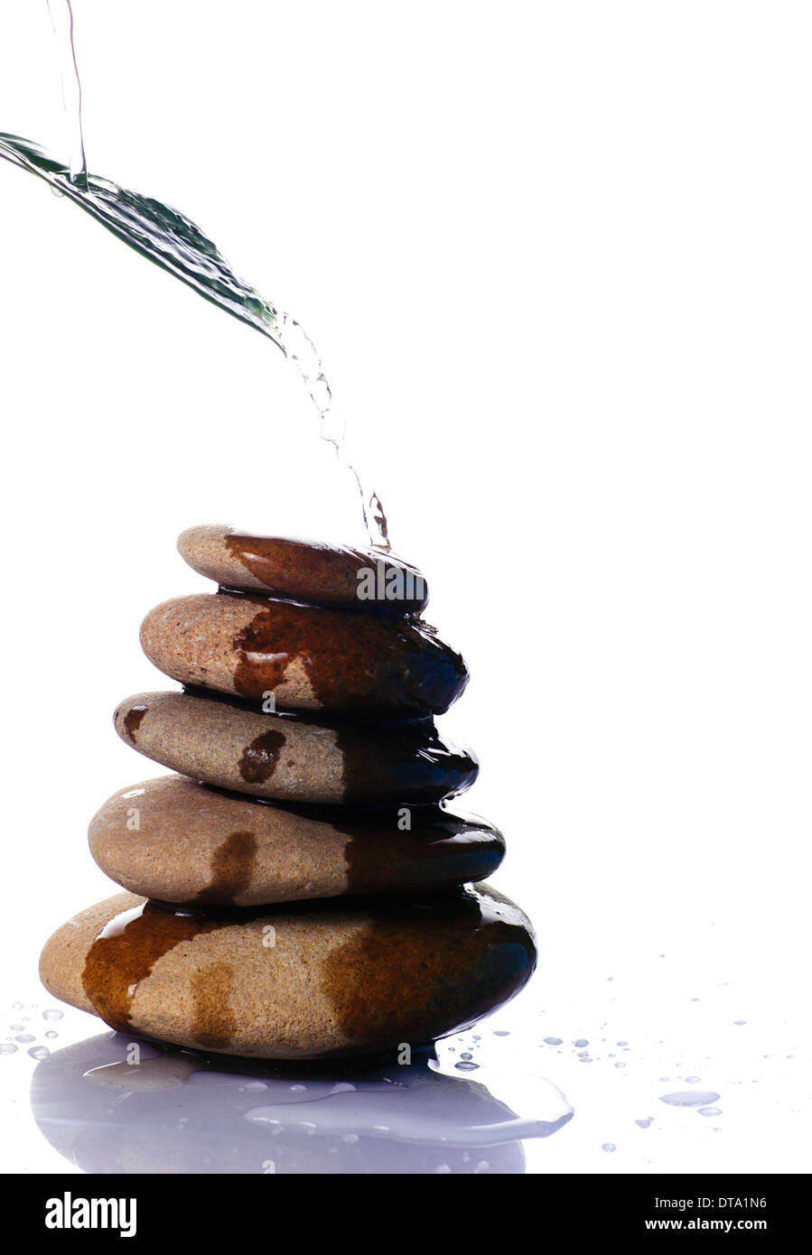 Stone's pyramid from five objects isolated on white background Stock ...