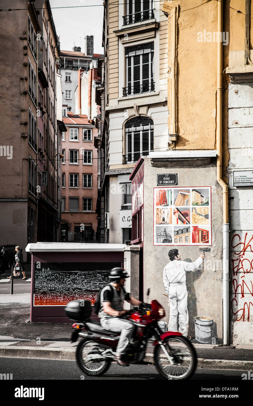Mural, Fresque des Lyonnais, Fresco of the People of Lyon, by artist ...