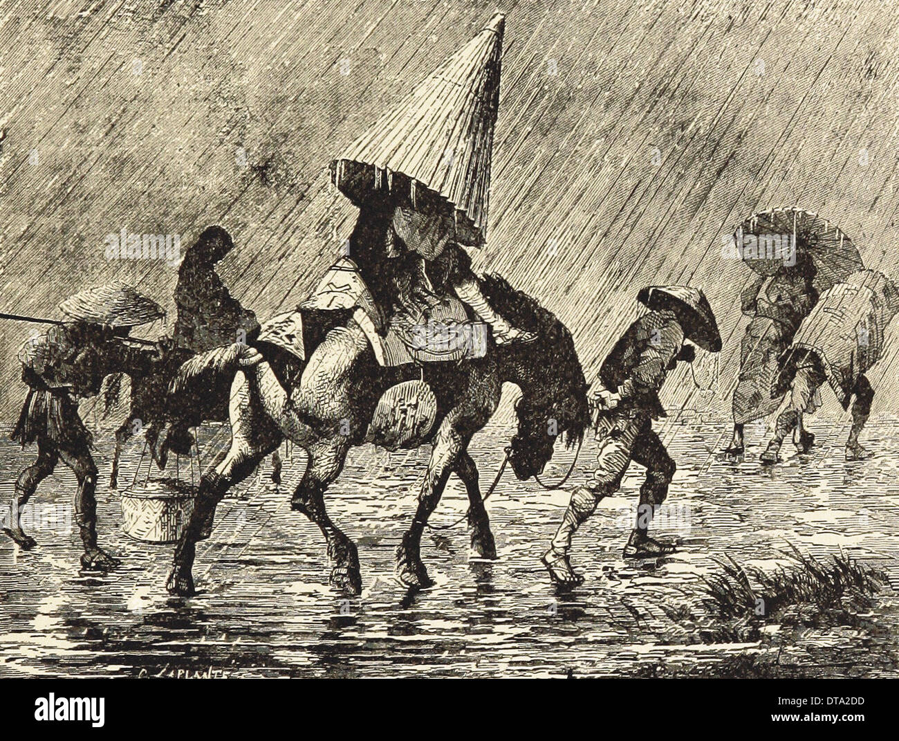 Travelling in a rain storm british engraving xix th century hi-res ...