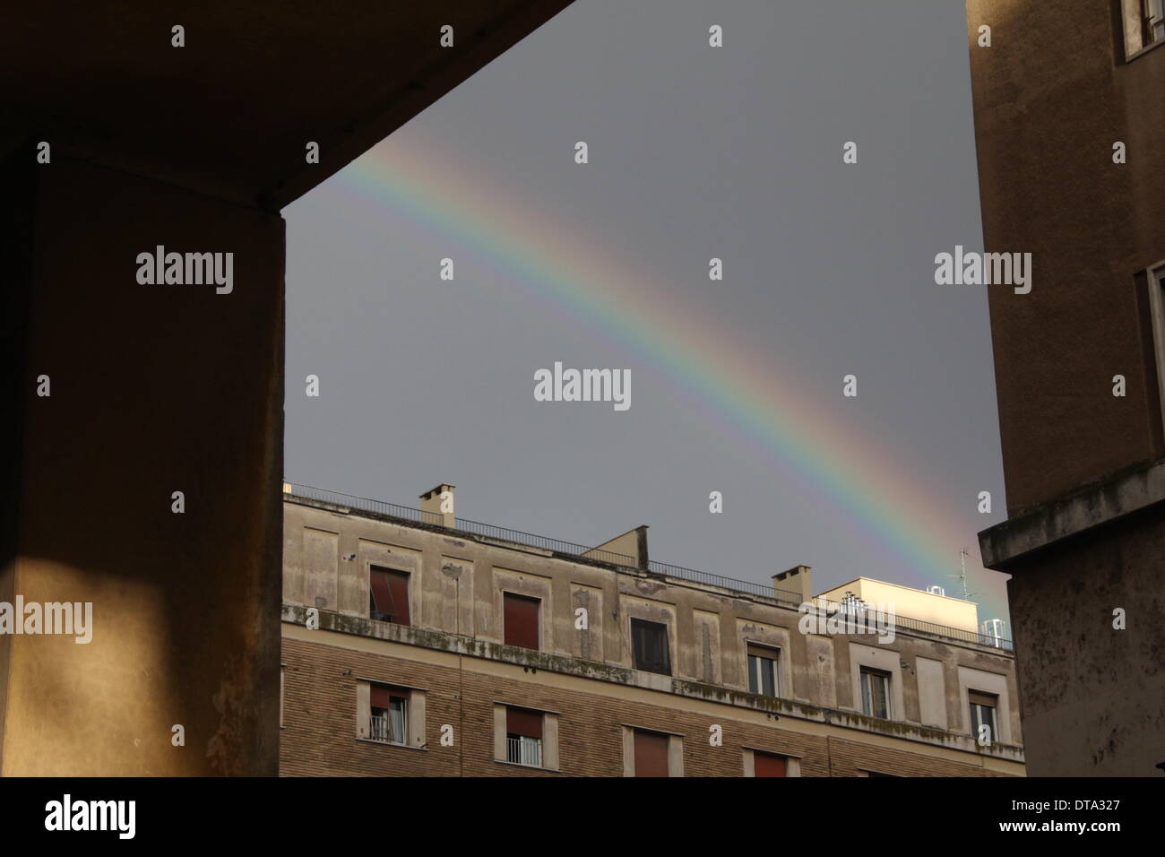 Rome, Italy. 12th Feb 2014 Rainbow appears after heavy rain in Rome ...