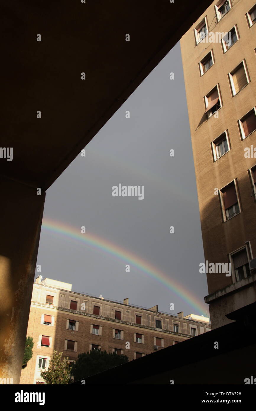 Rome, Italy. 12th Feb 2014 Rainbow appears after heavy rain in Rome ...