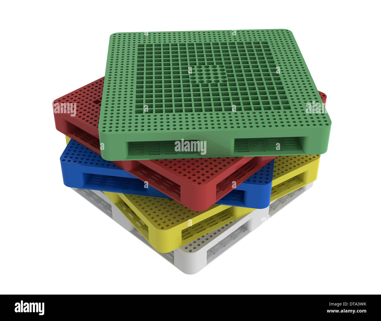 plastic pallet multi-color on white background Stock Photo - Alamy