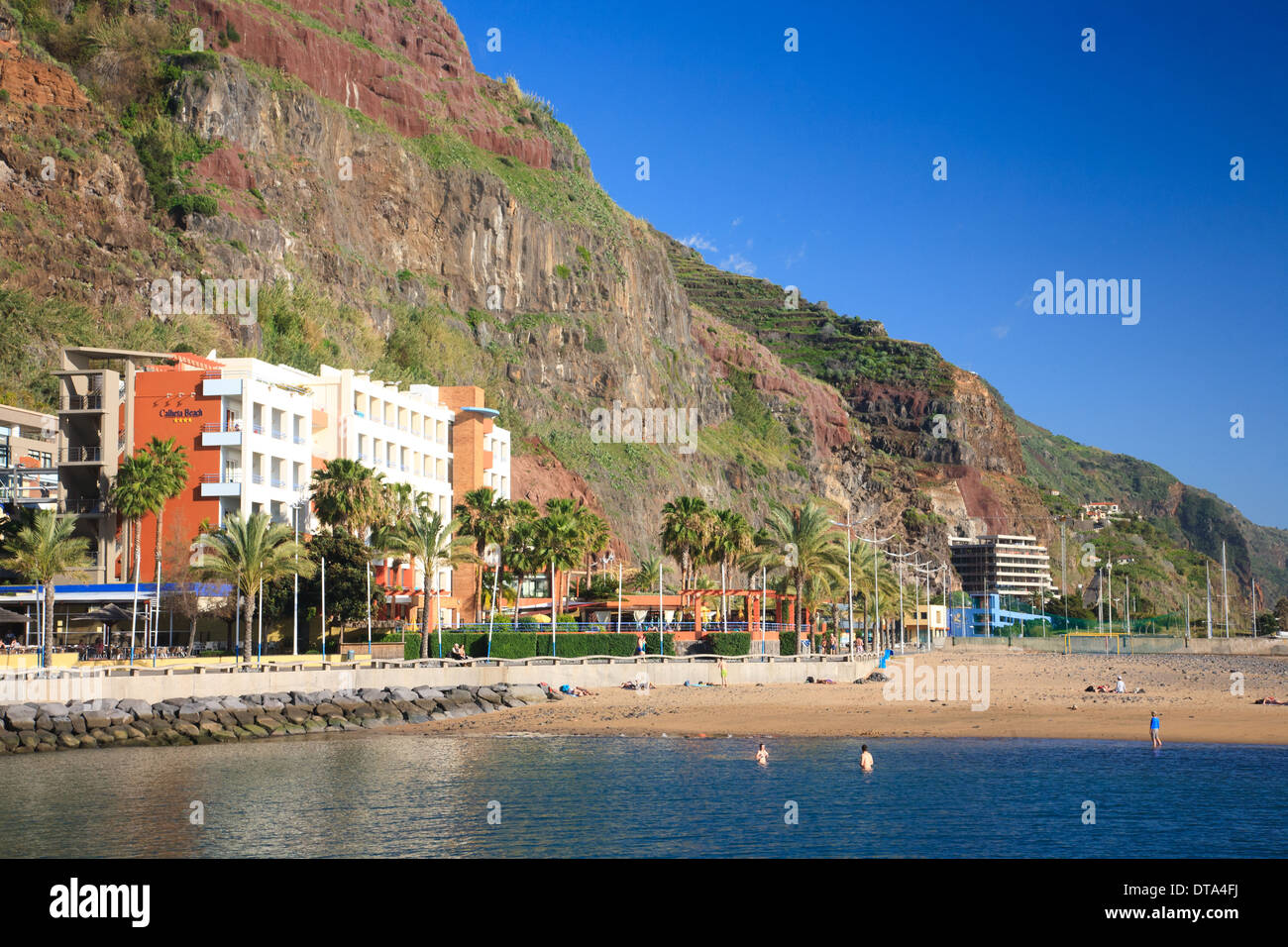 Calheta Beach and Hotel, Madeira Stock Photo - Alamy