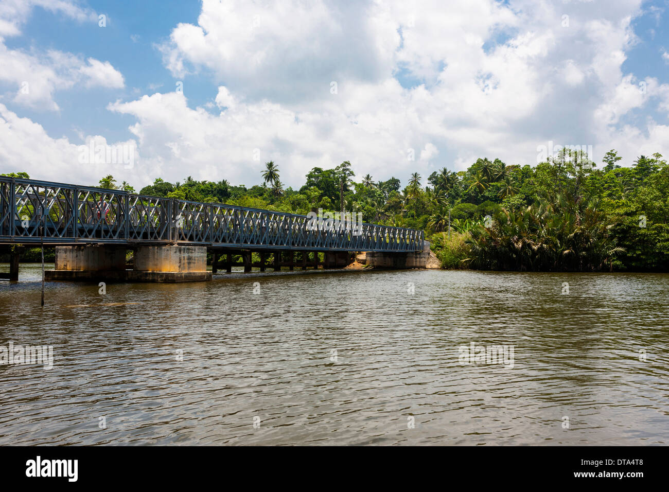 Old railway bridge over the Madampe Lake, nature reserve near Godahena ...